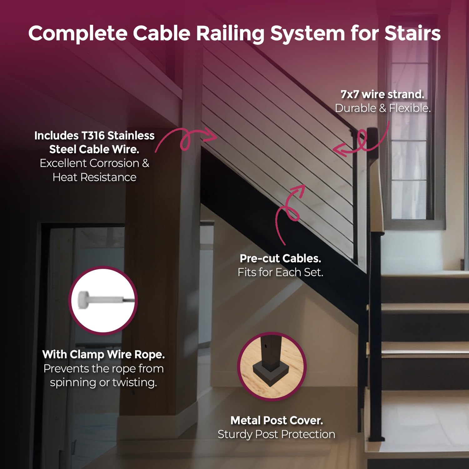 SANNWSG Hand Rails for Outdoor Steps, 3 Step Handrail & Indoor Stair R ...